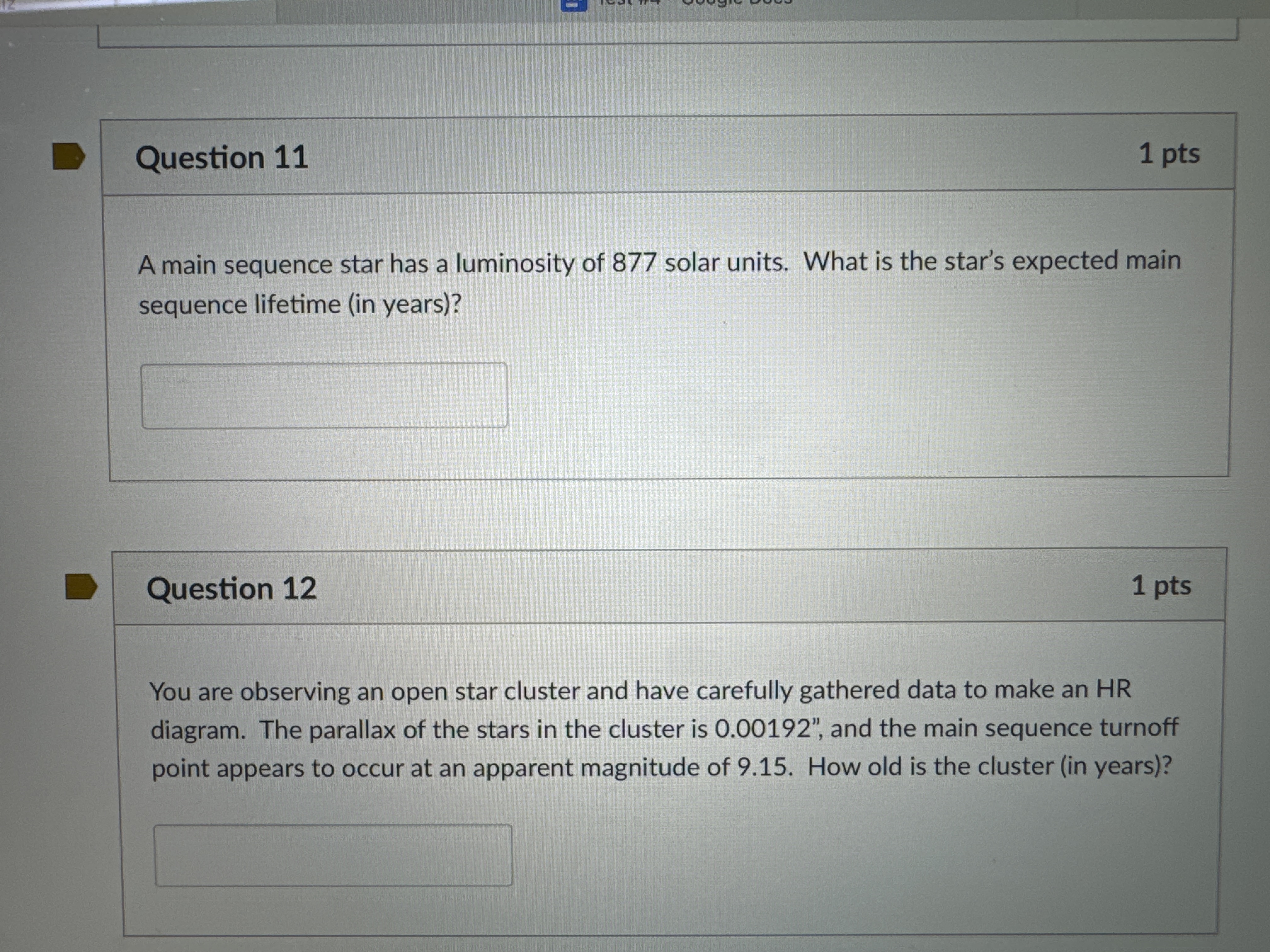 Solved Question 11A main sequence star has a luminosity of | Chegg.com