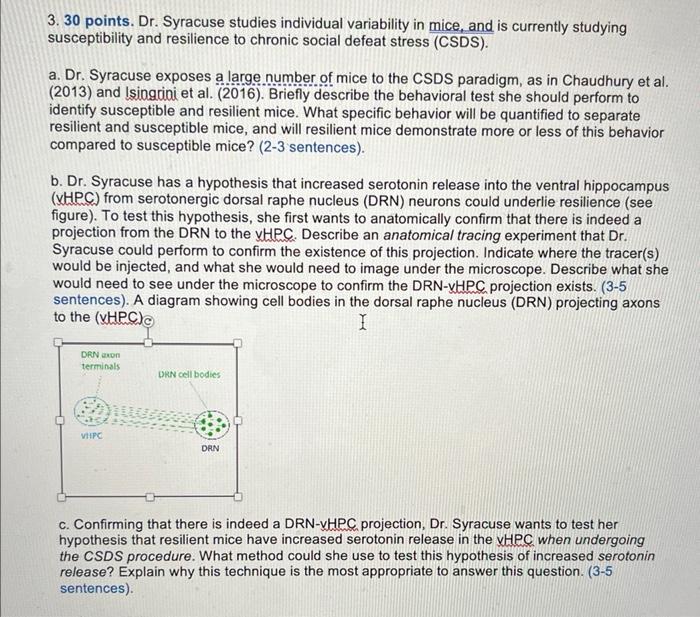 Solved 3. 30 points. Dr. Syracuse studies individual | Chegg.com