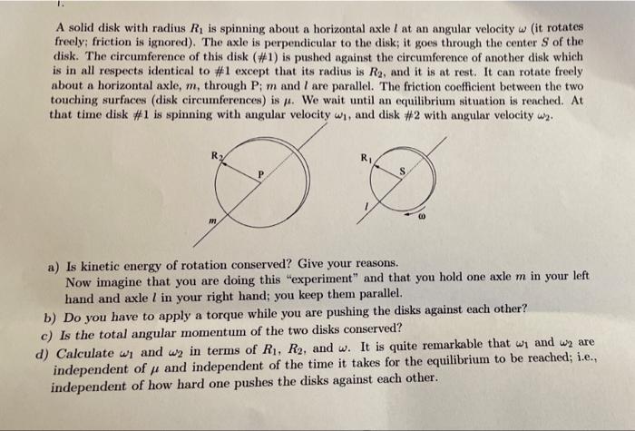 Solved A solid disk with radius R, is spinning about a | Chegg.com