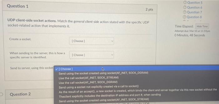 UDP client-side socket actions. Match the general | Chegg.com UDP client-side socket actions. Match the general | Chegg.com