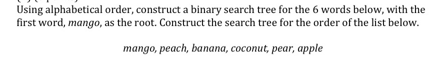 Solved Using Alphabetical Order Construct A Binary Search 