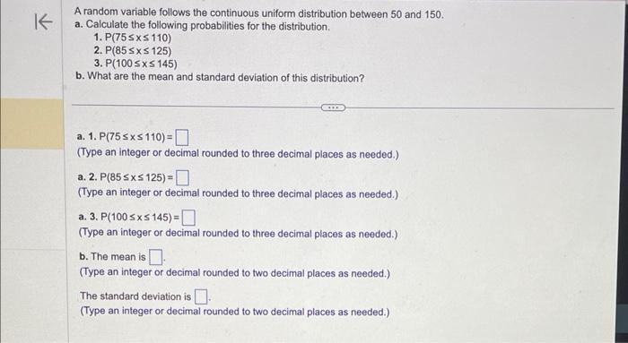 Solved A random variable follows the continuous uniform | Chegg.com