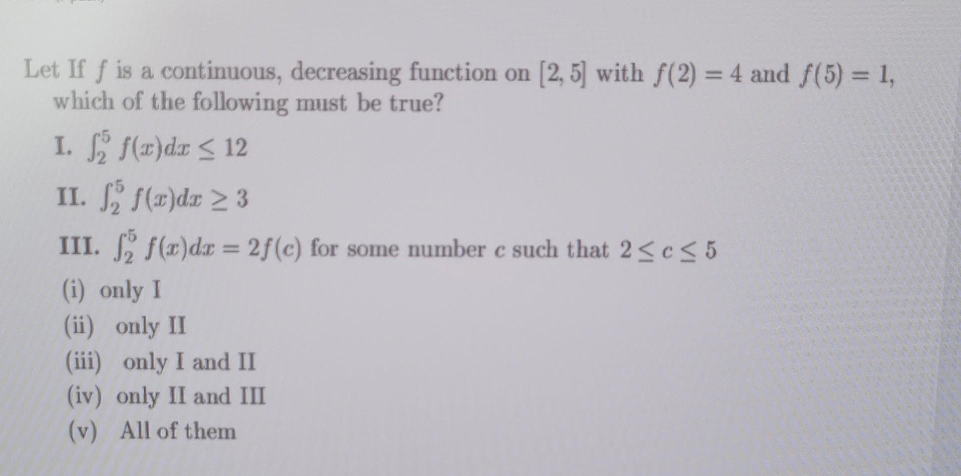 Let If f is a continuous, decreasing function on | Chegg.com