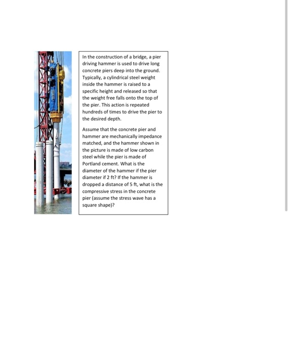 In the construction of a bridge, a pier driving | Chegg.com