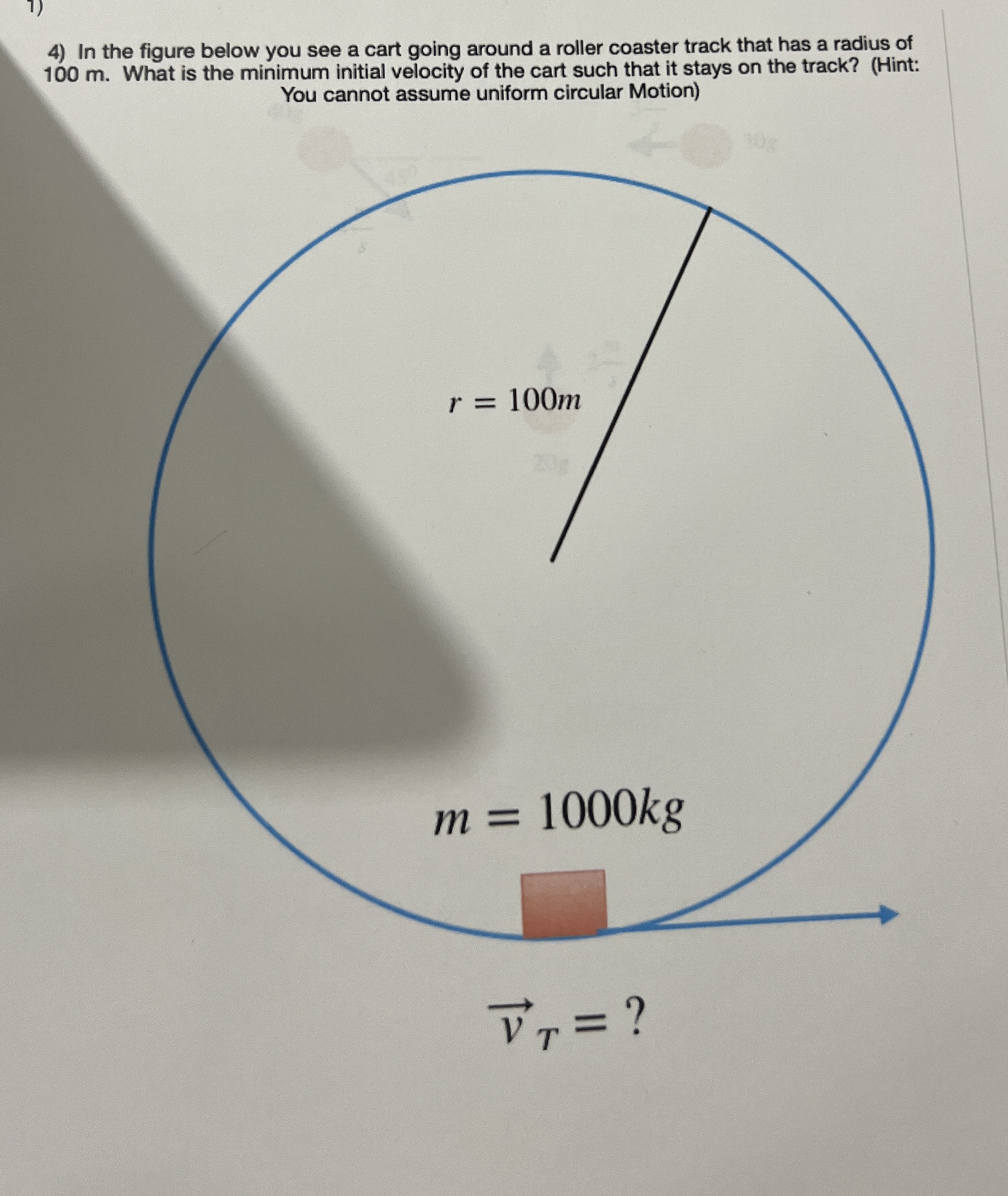 Solved In the figure below you see a cart going around a | Chegg.com