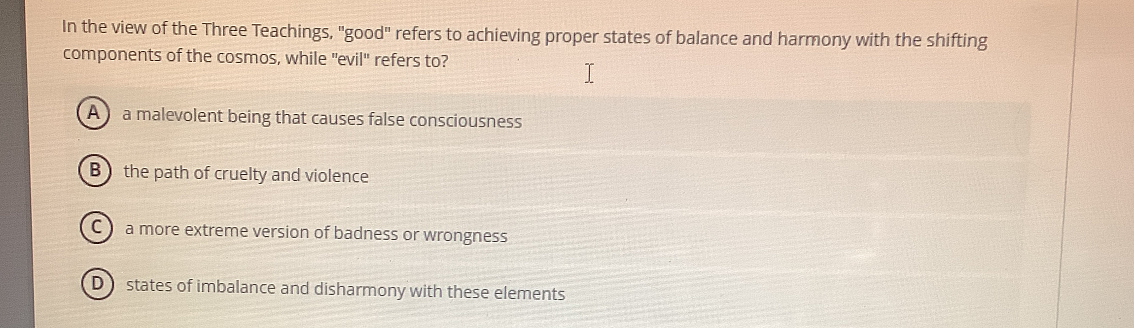 Solved In the view of the Three Teachings, "good" refers to | Chegg.com