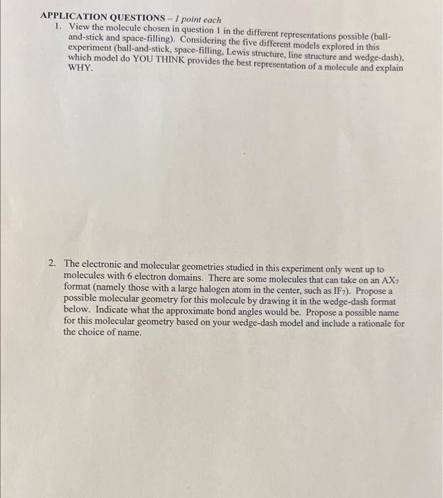 Solved APPLICATION QUESTIONS - I point each 1. View the | Chegg.com