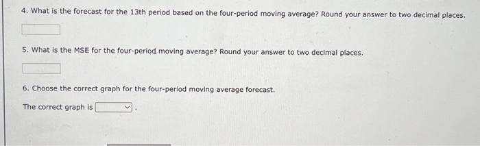 Solved period moving average forecasts and answer the | Chegg.com