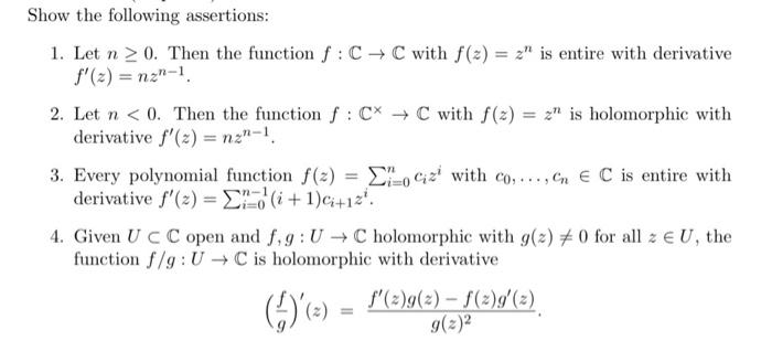 Solved how the following assertions: 1. Let n≥0. Then the | Chegg.com