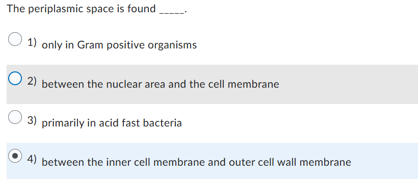 Solved The periplasmic space is foundonly in Gram positive | Chegg.com