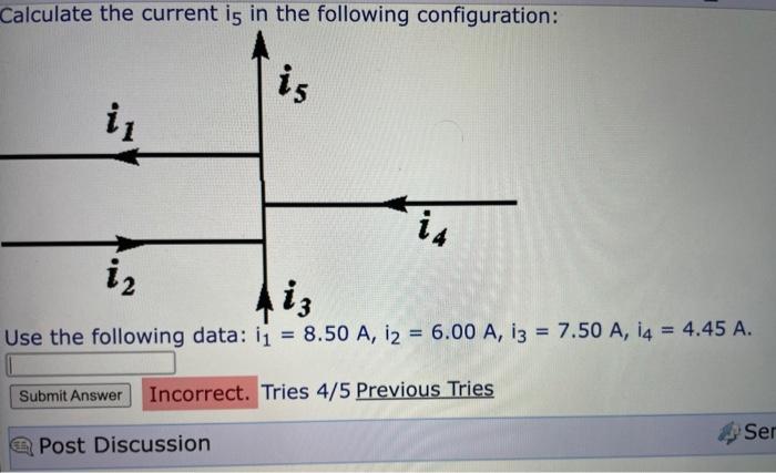 Solved Calculate the current i5 in the following | Chegg.com