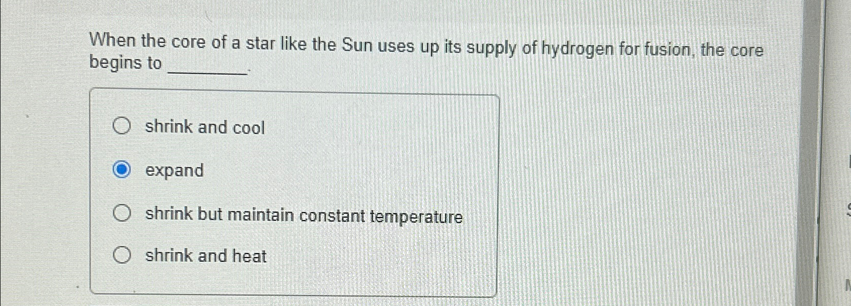 Solved When the core of a star like the Sun uses up its | Chegg.com