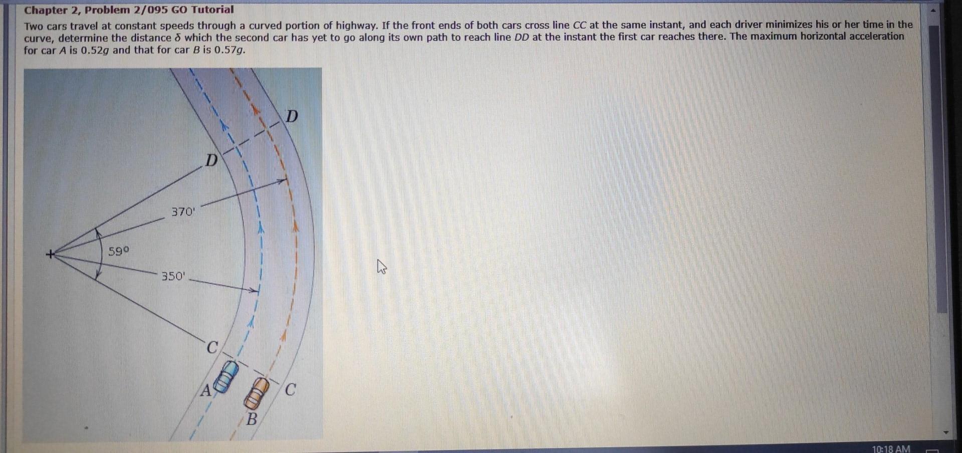 Solved Chapter 2, Problem 2/095 GO Tutorial Two cars travel | Chegg.com