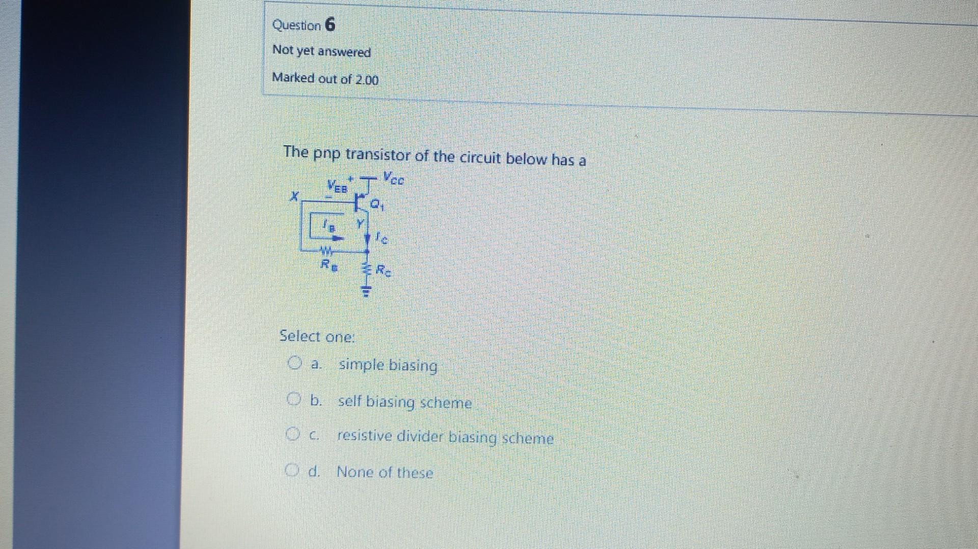 Solved The pnp transistor of the circuit below has a Select | Chegg.com