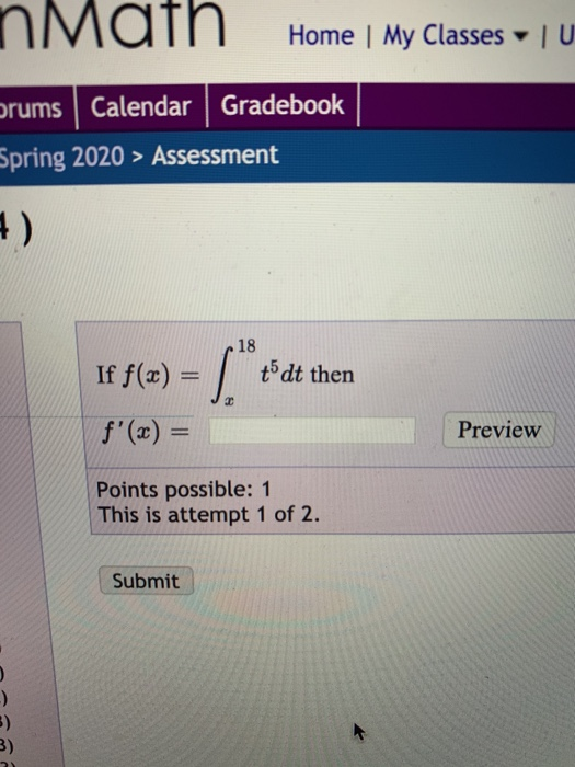 Solved nMath Home | My Classes » I U brums Calendar | Chegg.com