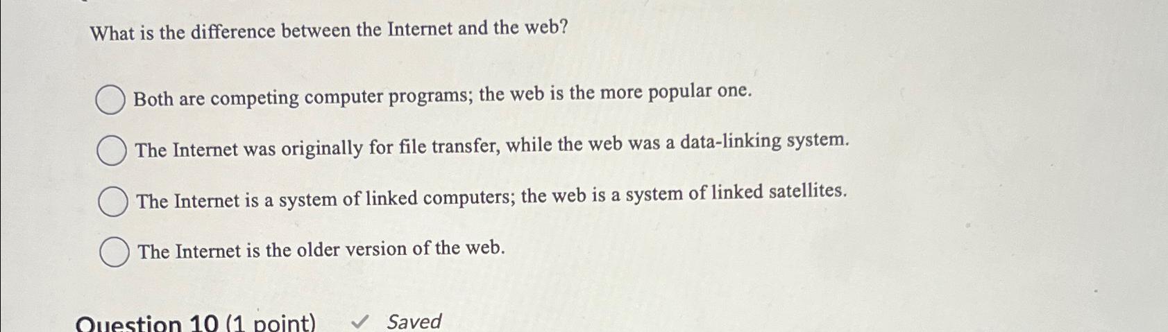 Solved What is the difference between the Internet and the | Chegg.com