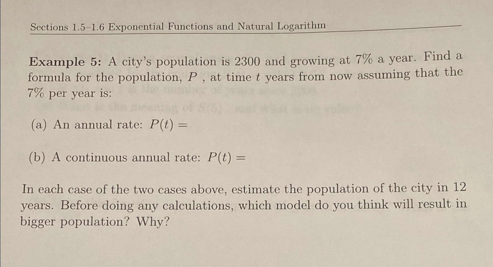 Solved Sections 1 5 1 6 ﻿exponential Functions And Natural