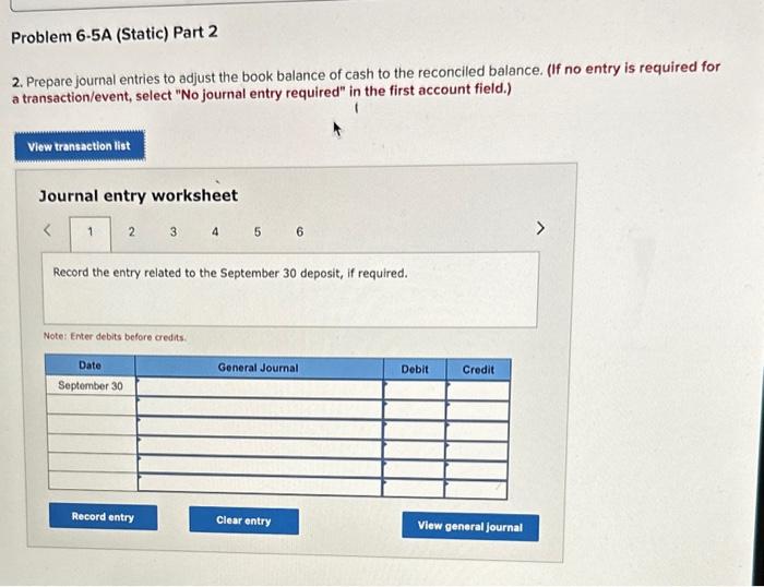 Solved Required information Problem 6-5A (Static) Preparing | Chegg.com