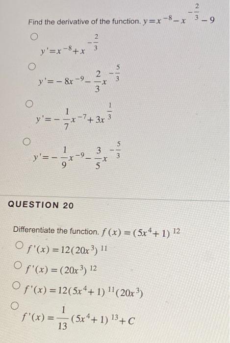Solved Differentiate the function. y=2x2−9x+3 | Chegg.com