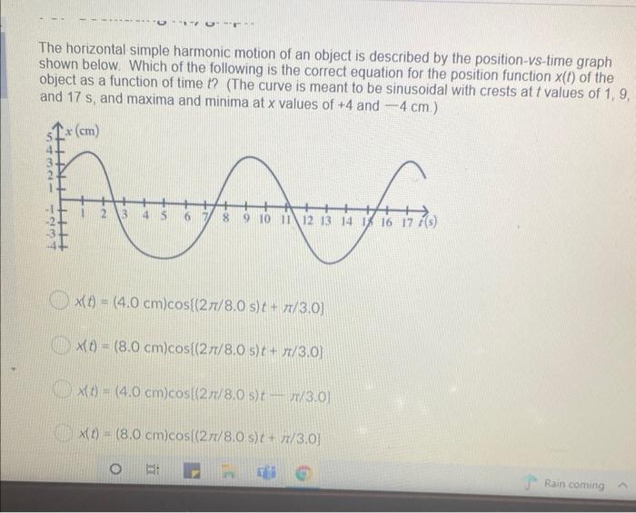 Solved "ON The horizontal simple harmonic motion of an | Chegg.com