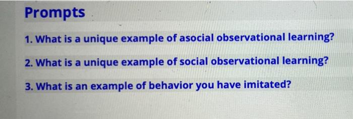 Solved Prompts 1. What is a unique example of asocial | Chegg.com