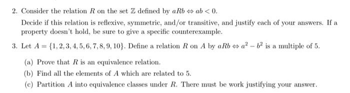 2. Consider the relation R on the set Z defined by | Chegg.com