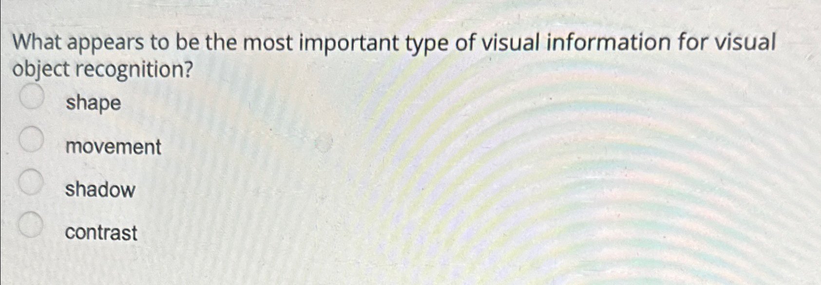 Solved What appears to be the most important type of visual | Chegg.com