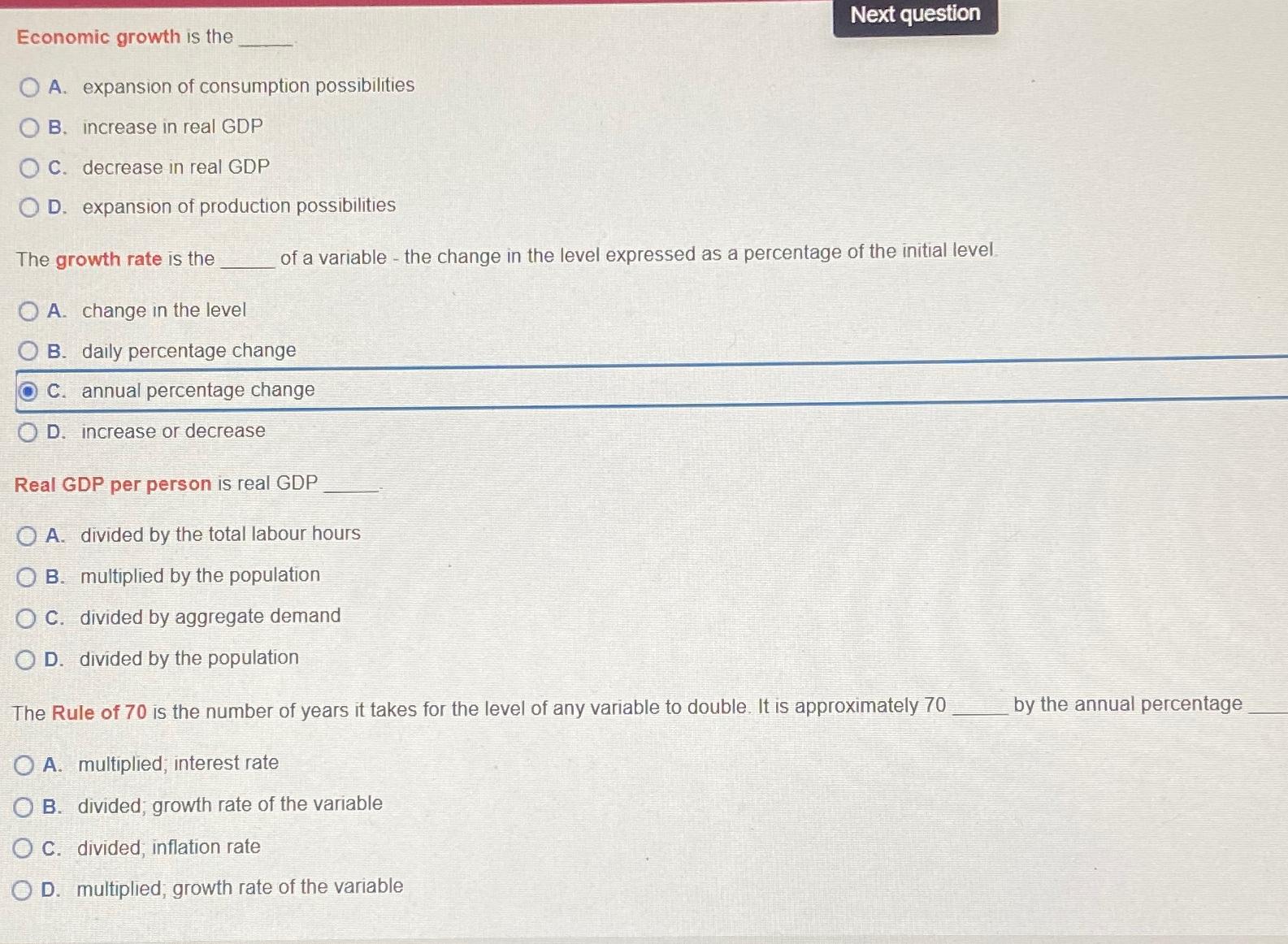 Solved Economic growth is theA. ﻿expansion of consumption | Chegg.com