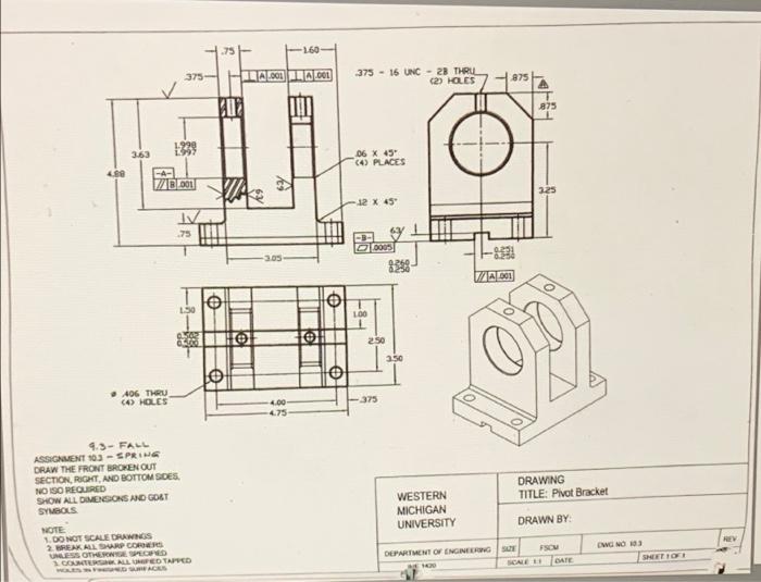 -160 375 375 - 16 UNC - 28 THRU (2) HOLES 875 | Chegg.com