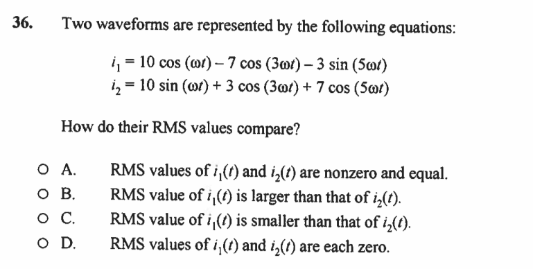 Solved Two waveforms are represented by the following | Chegg.com