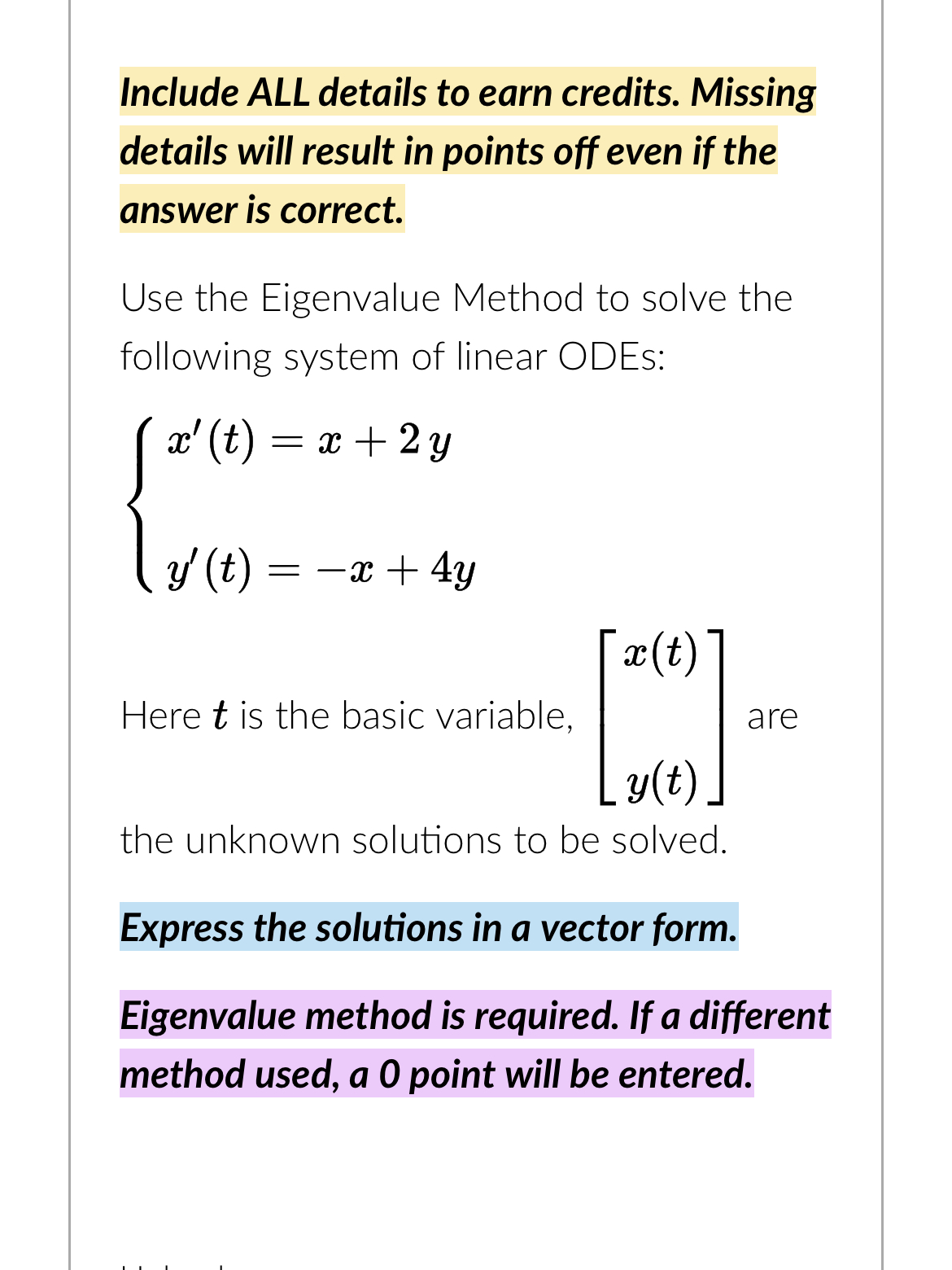 Solved Diffy Q include ALL details to earn credits. Missing | Chegg.com