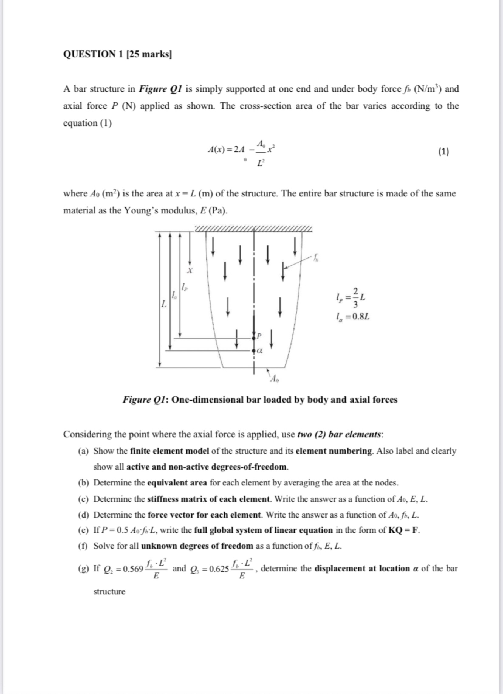 Solved QUESTION 1 [25 ﻿marks]A bar structure in Figure QI is | Chegg.com