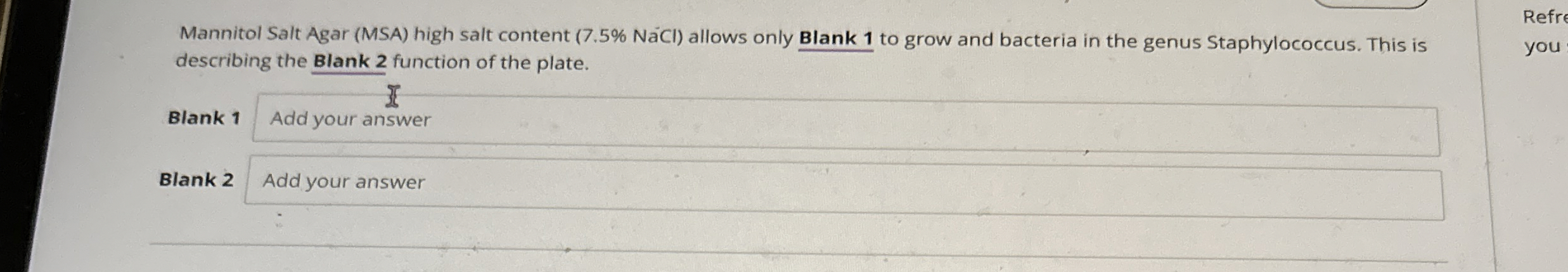 Solved Mannitol Salt Agar (MSA) ﻿high salt content | Chegg.com