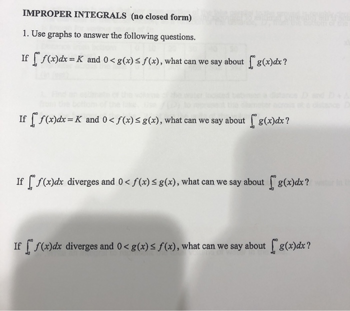 Solved 2. Suppose we have an improper integral whose | Chegg.com