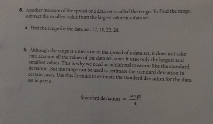 Solved 6 Another Measure Of The Spread Of A Data Set Is 