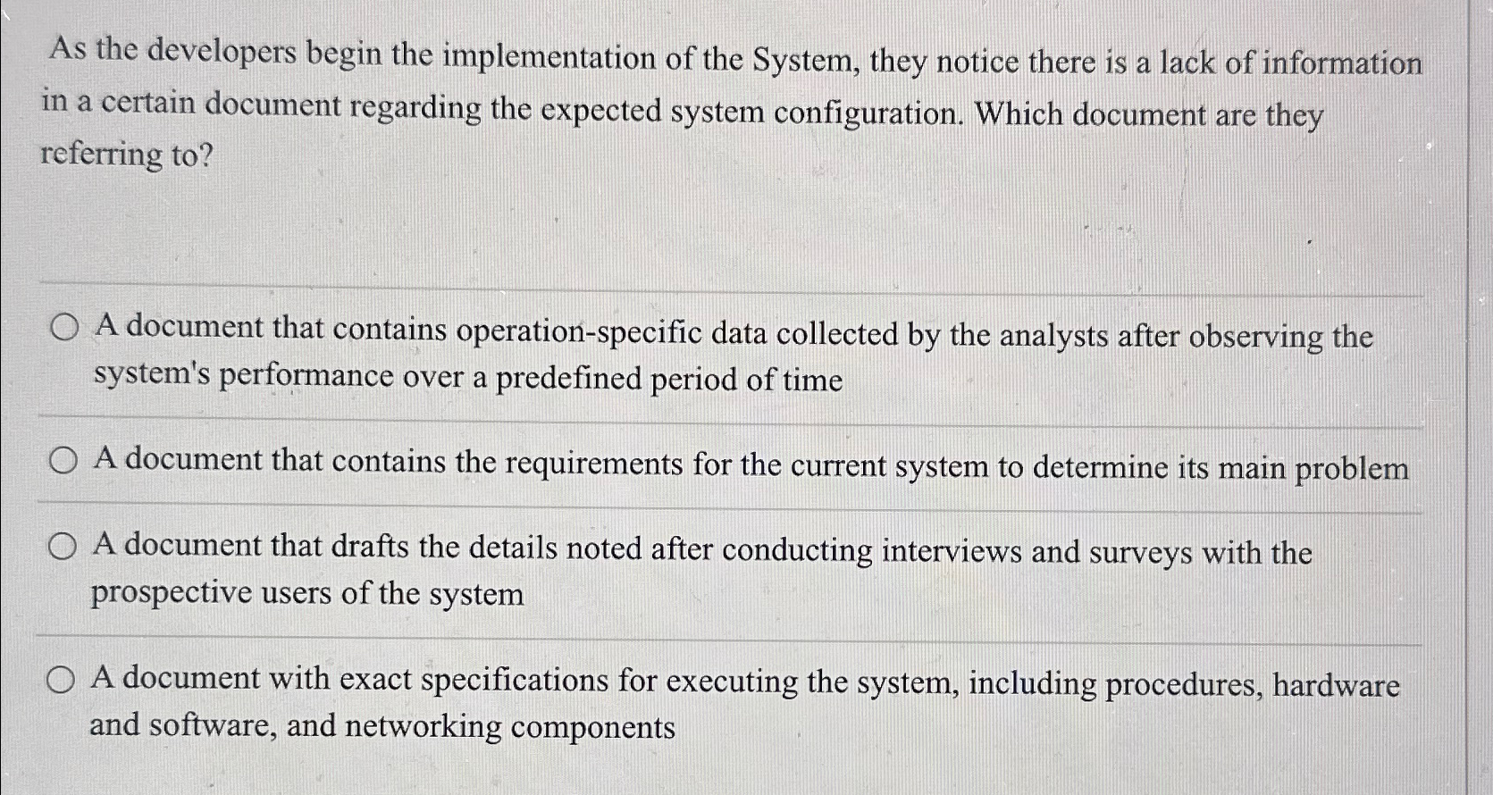 Solved As the developers begin the implementation of the | Chegg.com