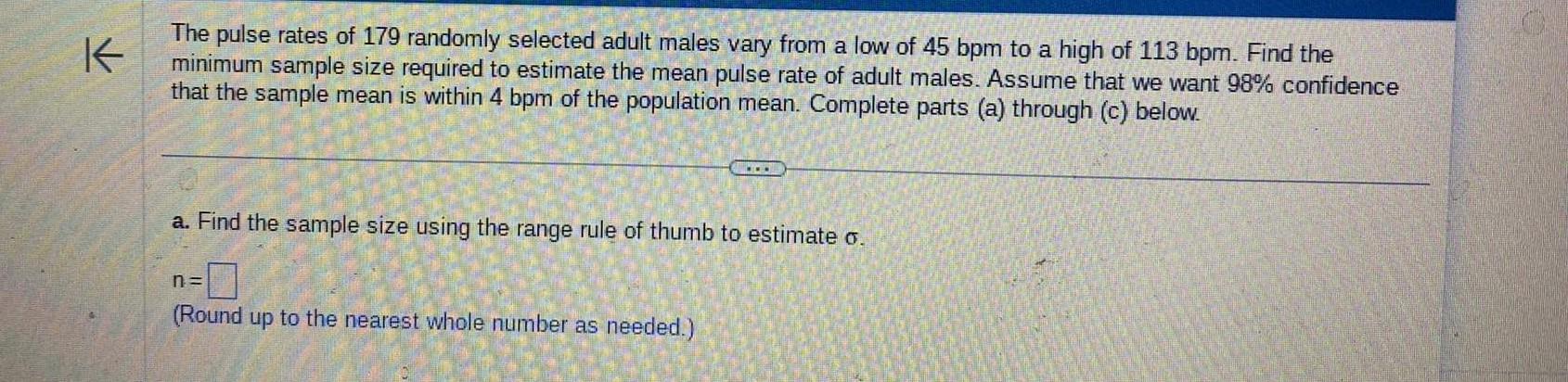 Solved The pulse rates of 179 randomly selected adult males | Chegg.com