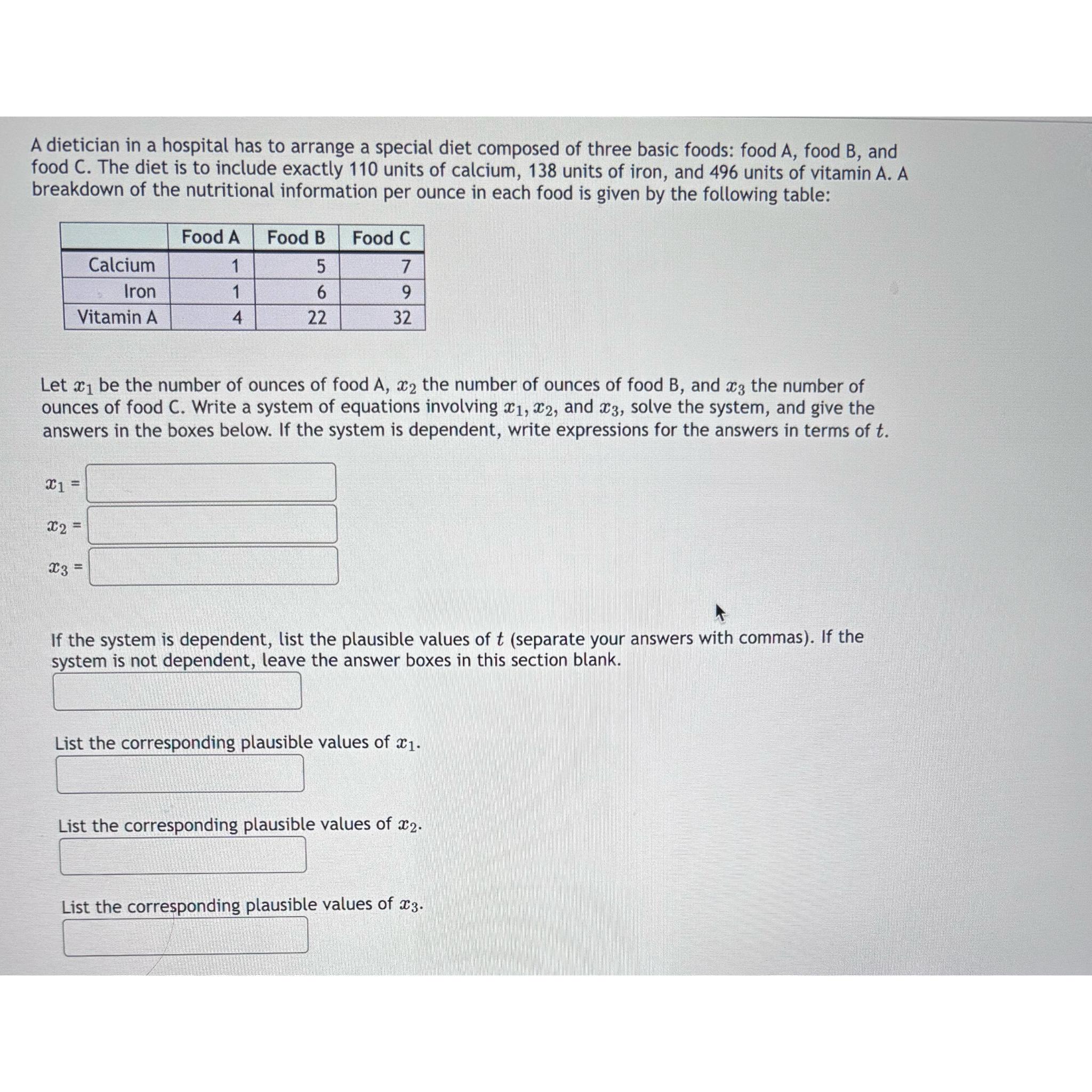 Solved A dietician in a hospital has to arrange a special | Chegg.com