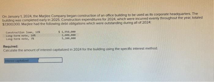 Solved On January 1, 2024, the Marilee Company began | Chegg.com