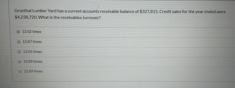 Solved Grunthal Lumber Yard has a current accounts | Chegg.com