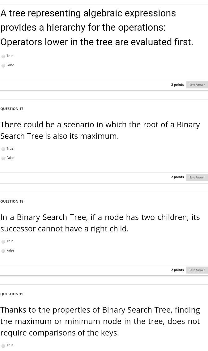 Solved A tree representing algebraic expressions provides a | Chegg.com