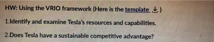 Solved The Resource Based View (VRIO) (Internal Analysis for | Chegg.com