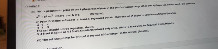 Solved Question 3 On Write program to print all the | Chegg.com