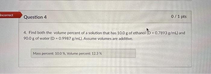 Solved 4. Find both the volume percent of a solution that | Chegg.com
