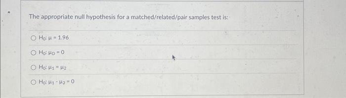 The appropriate null hypothesis for a | Chegg.com