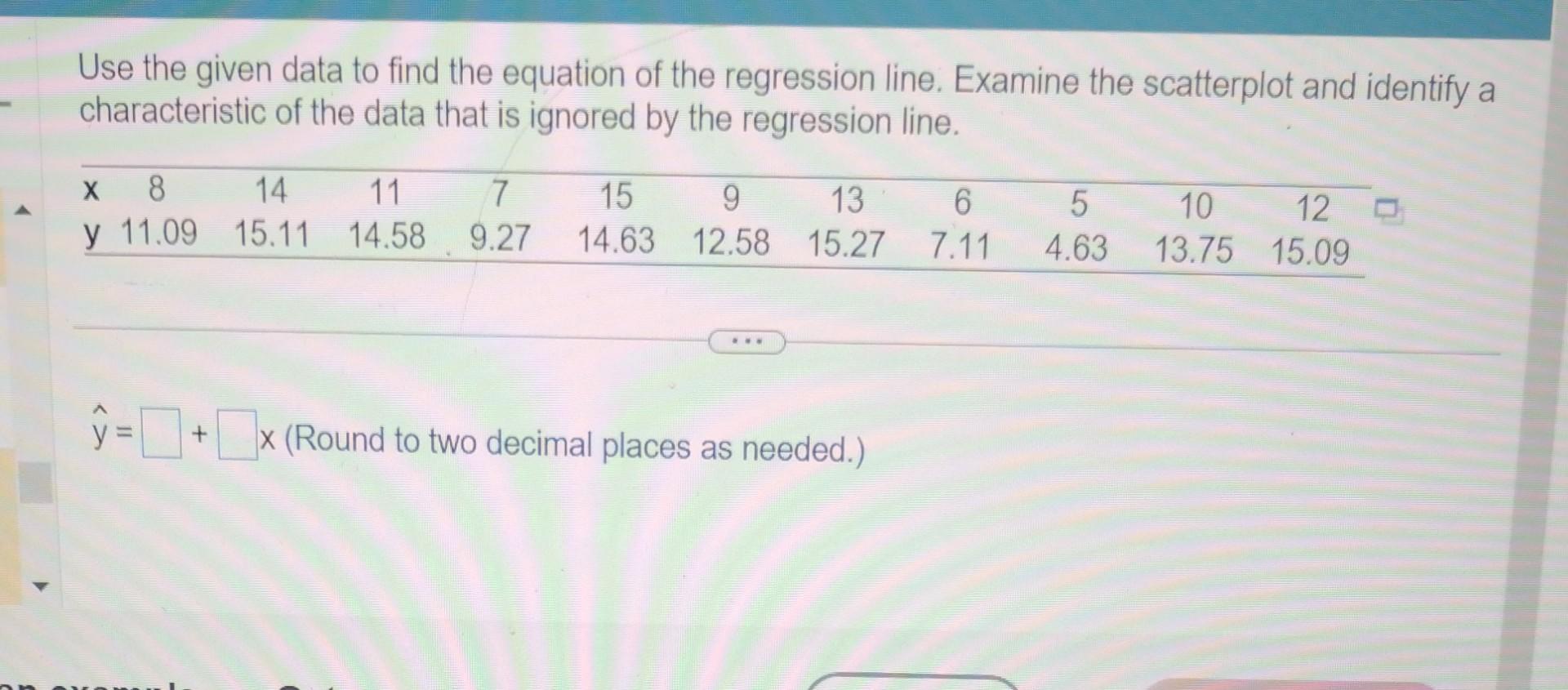 Solved Use the given data to find the equation of the | Chegg.com