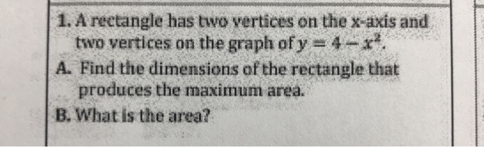 Solved | 1. A rectangle has two vertices on the x-axis and | Chegg.com