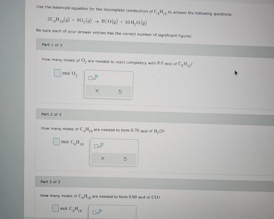 Solved Use the balanced equation for the incomplete | Chegg.com