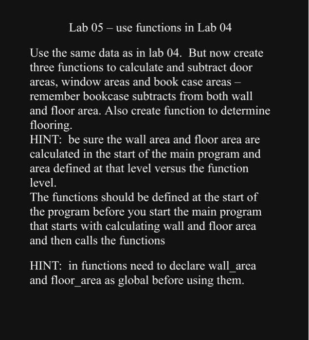 Solved How to solve this problem(lab 5) by creating 3 | Chegg.com