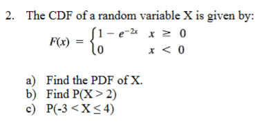 Solved The CDF of ﻿a random variable X is ﻿given | Chegg.com